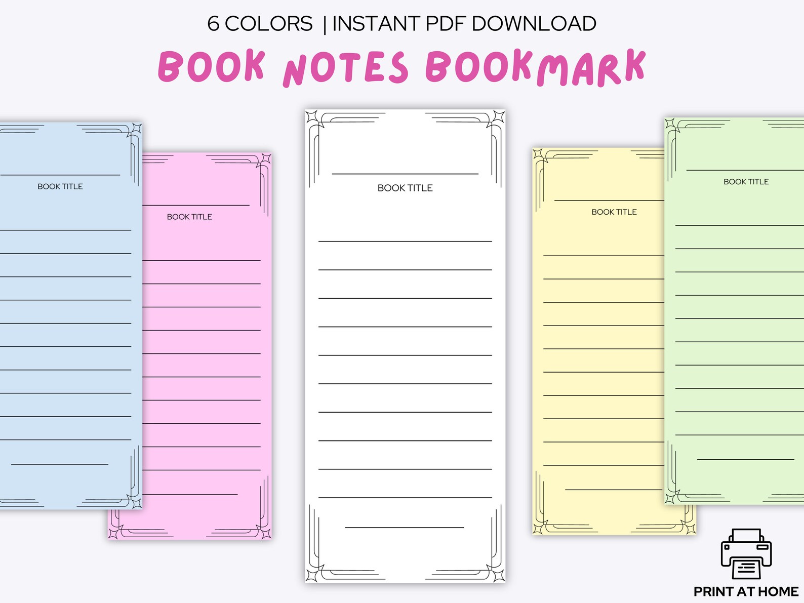 Book Notes Bookmarks | Printable PDF, Colorful Annotating Bookmark ...