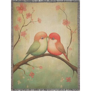 2 Little Love Birds Woven Blanket - Etsy