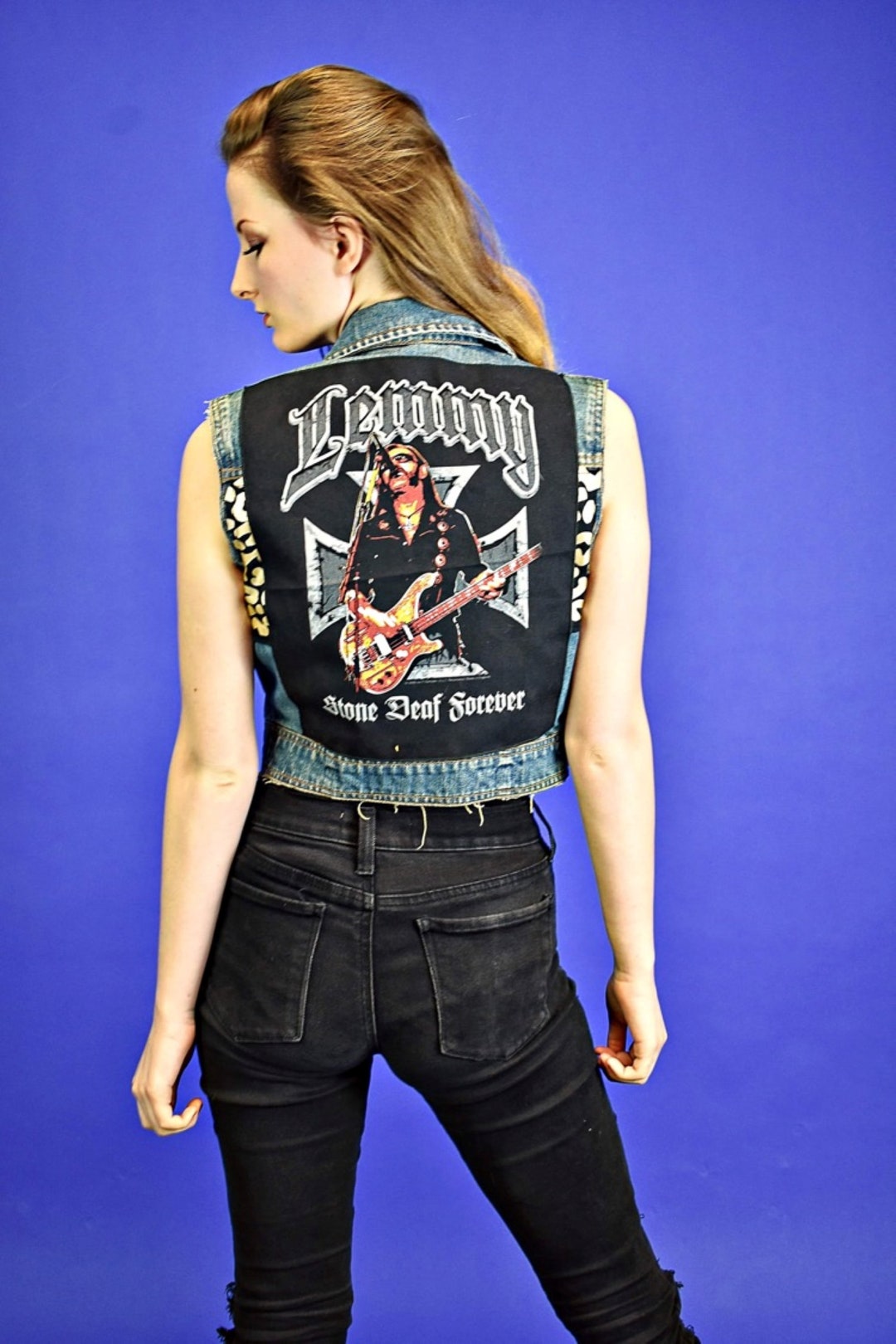 Lemmy Kilmister Motorhead Denim Battle Vest With Cthulhu and Cannibal ...
