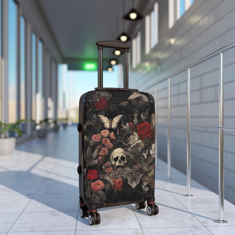 Beautiful Gothic Skull and Flower Suitcase Gothic Travel Gear - Etsy