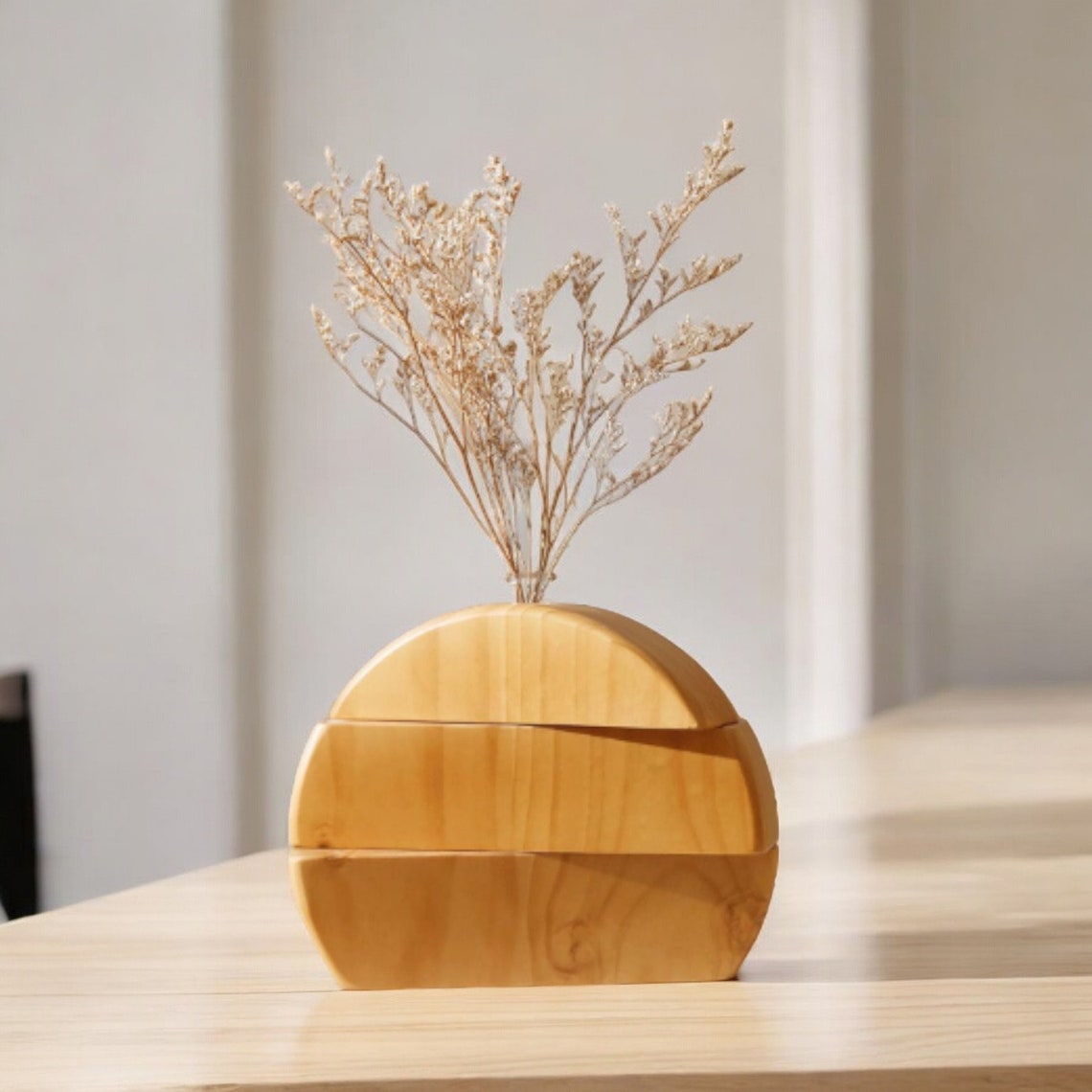 Wood Vase for Flower, Wooden Bud Vases, Modern Pampas Grass Vase for ...