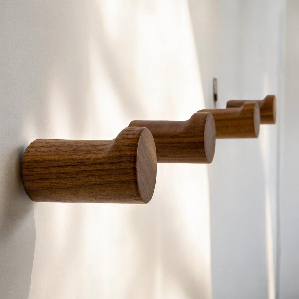 Natural Wooden Wall Mounted Hooks, Modern Wooden Hooks Handmade Wood ...