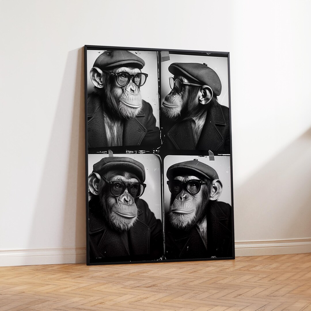 Vintage Monkey Polaroid Photo Collage, Digital Download, Printable Wall ...
