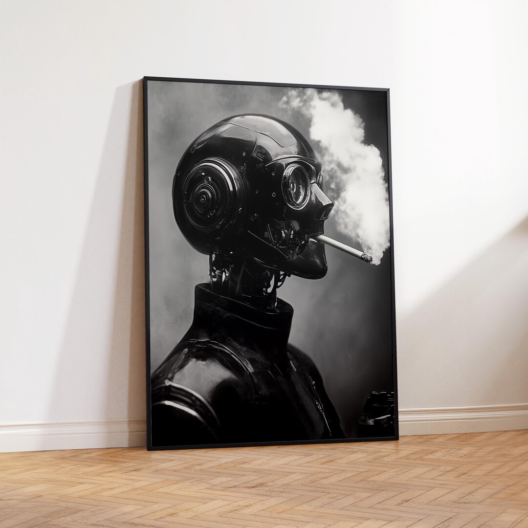 Preppy Robot Poster, Printable Wall Art, Digital Download, Vintage ...