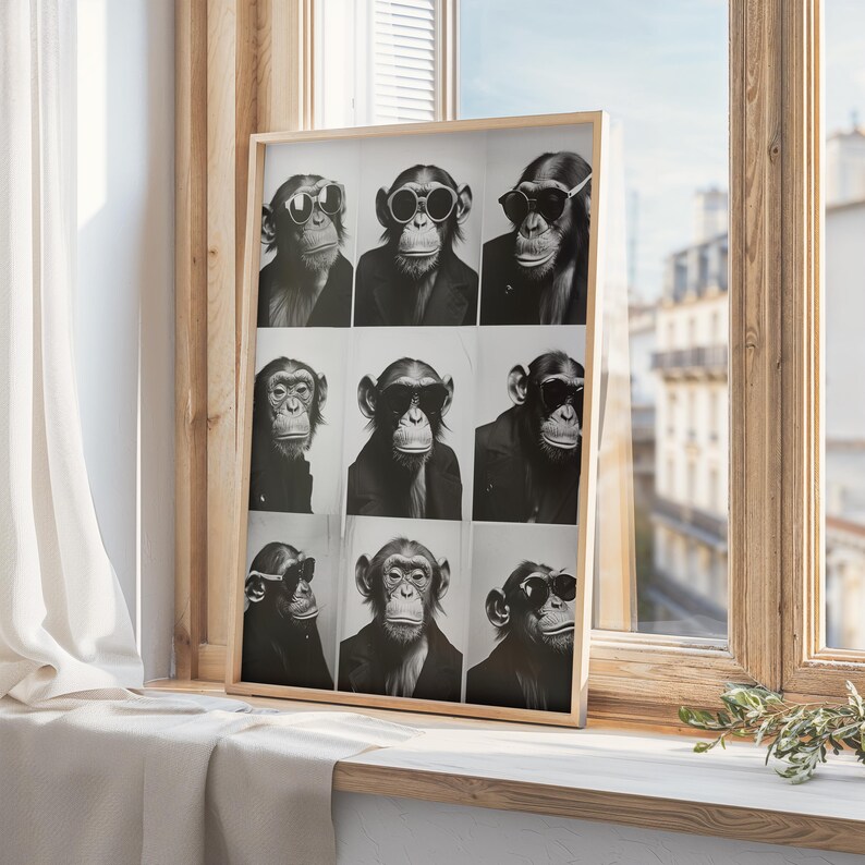 Funny Monkey Polaroid Wall Decor, Printable Wall Art, Digital Download ...