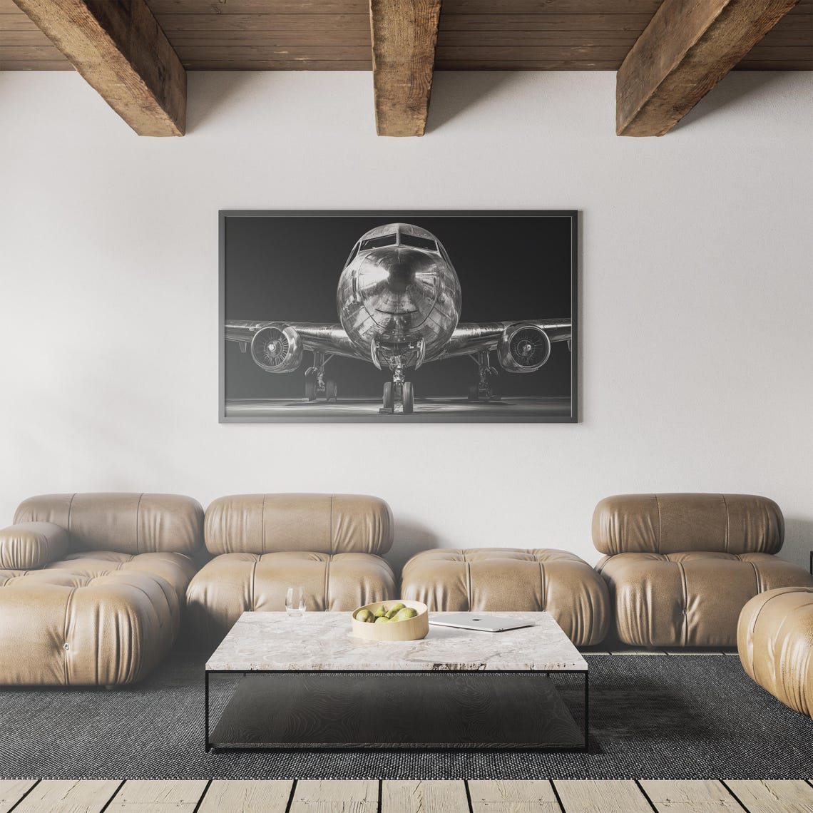 Retro Aircraft Print, Digital Download, Printable Wall Art, Black and ...