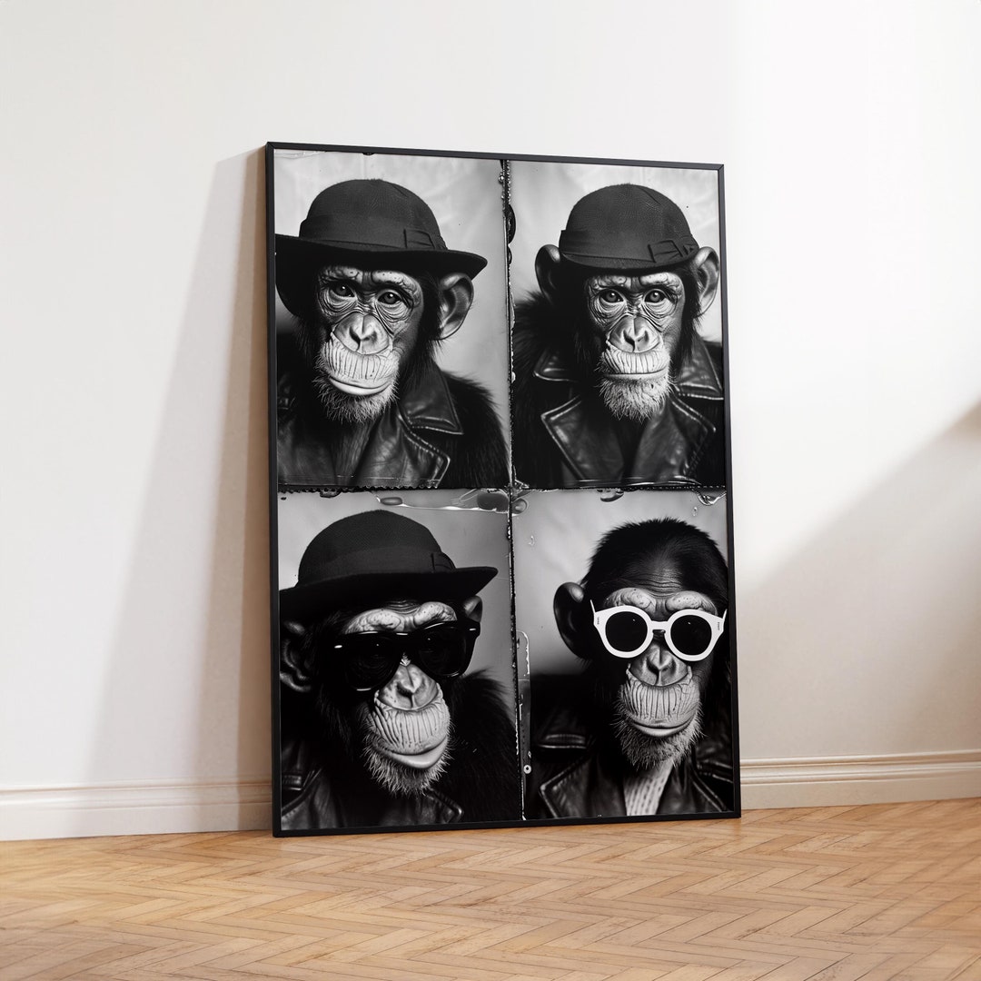 Handsome Monkey Photo Collage Print, Digital Download Printable Wall ...