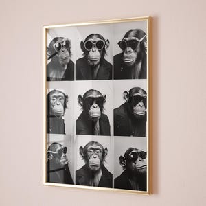 Funny Monkey Polaroid Wall Decor, Printable Wall Art, Digital Download ...