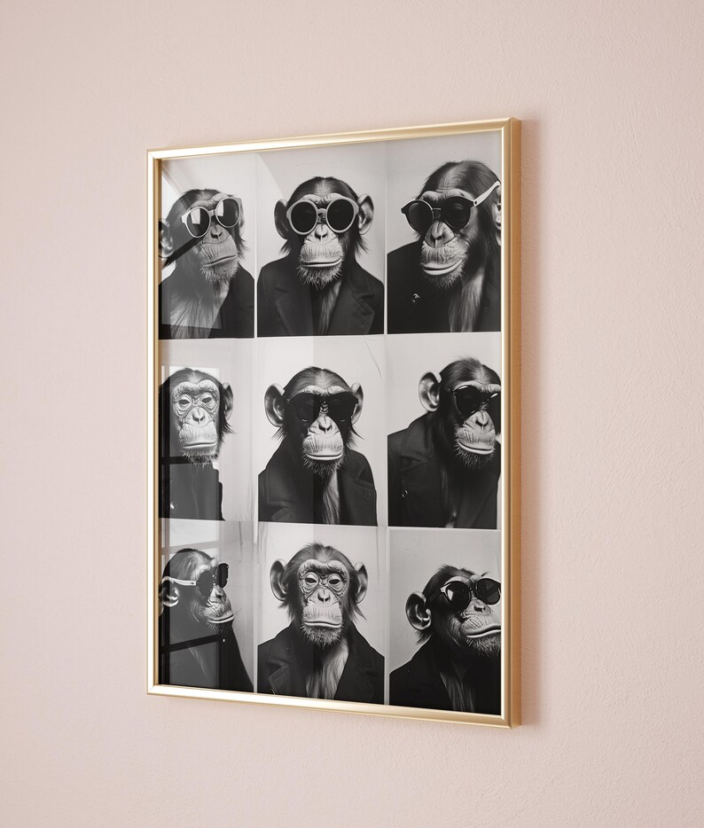 Funny Monkey Polaroid Wall Decor, Printable Wall Art, Digital Download ...