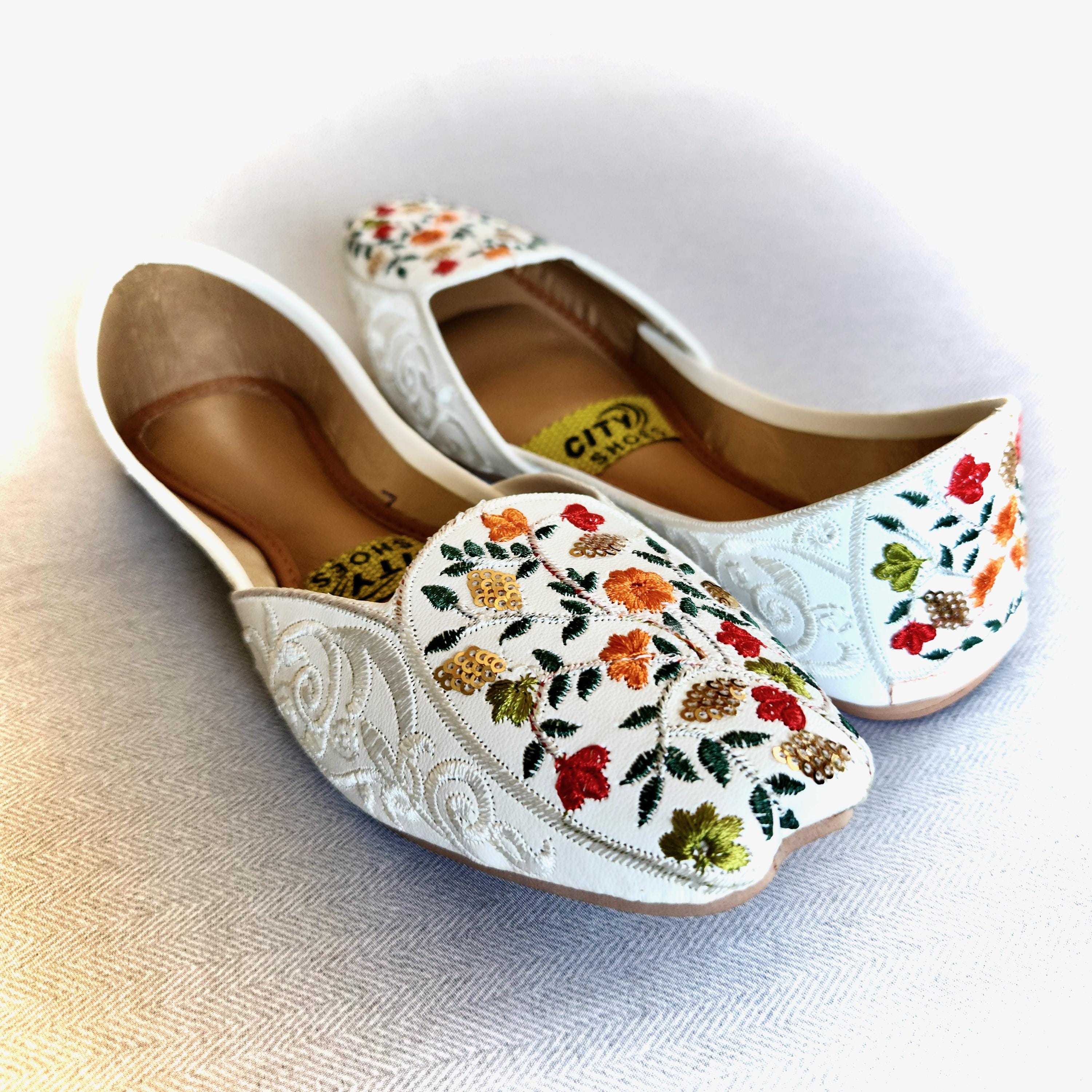 Handcrafted Embroidered Afghan Khussa Wedding Shoes | Vibrant Floral ...