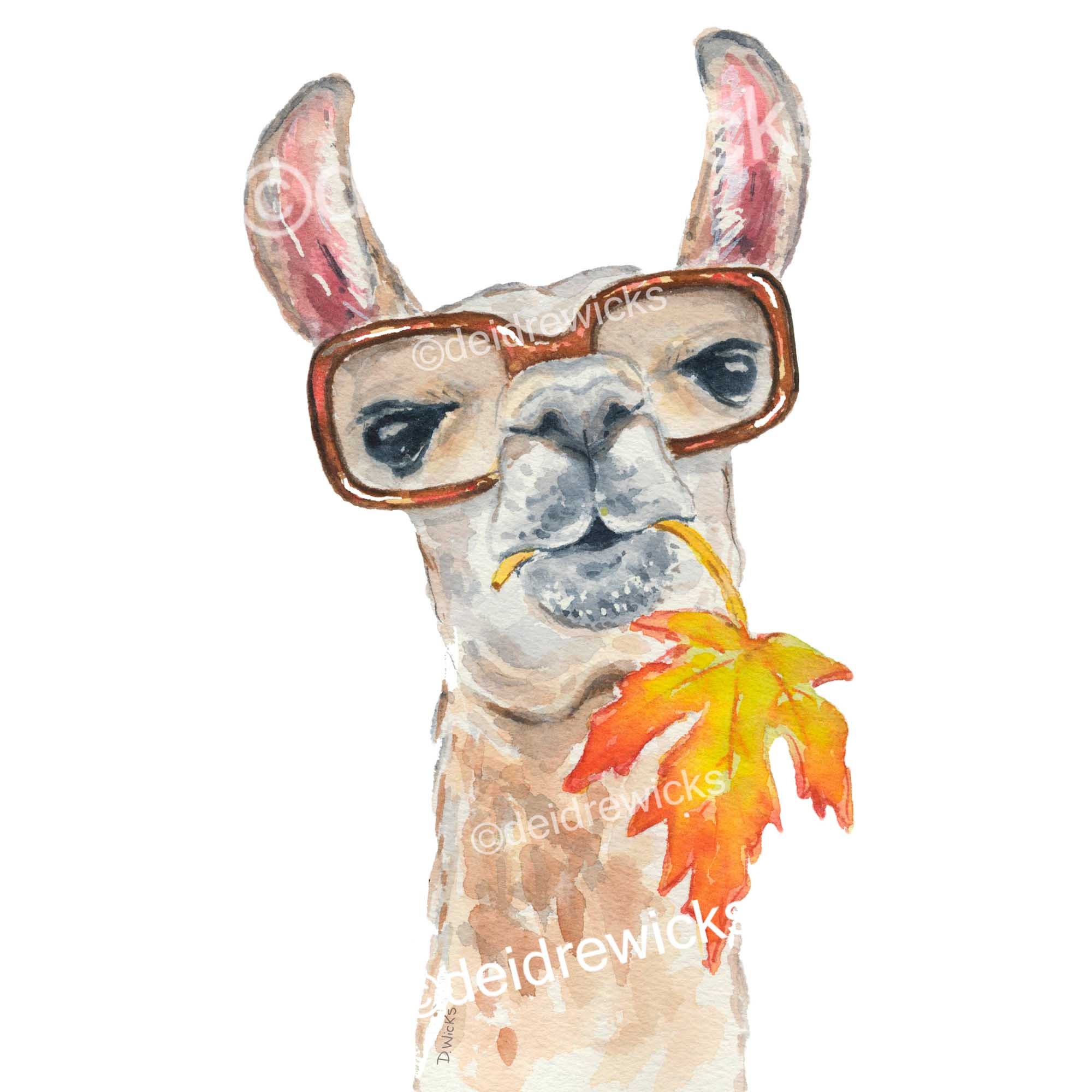Watercolour Llama Clip Art Fall Autumn Themed Original | Etsy