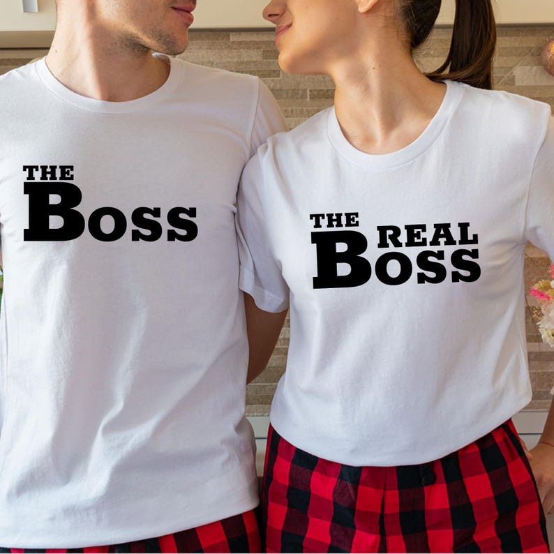 The Boss the Real Boss T-shirt, Couple Matching T-shirt, Couple Gift ...