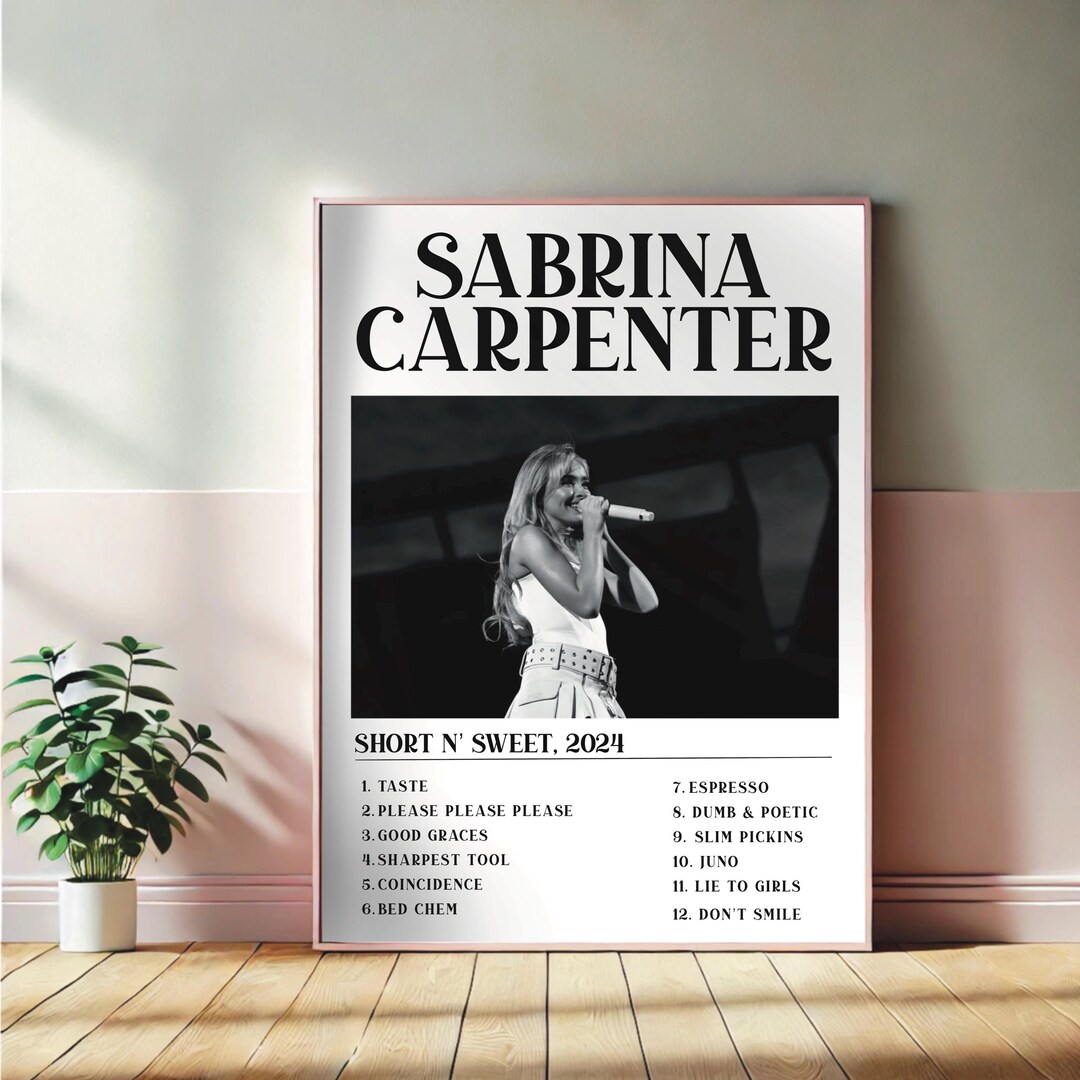 Sabrina Carpenter short N Sweet Concert Wall Art Print Tracklist Design ...