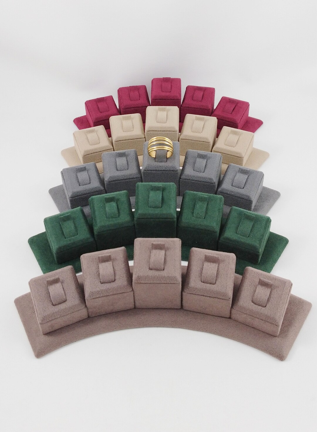 Velvet Ring Display, Store Display, Jewelry Blocks 5 Rings Display ...