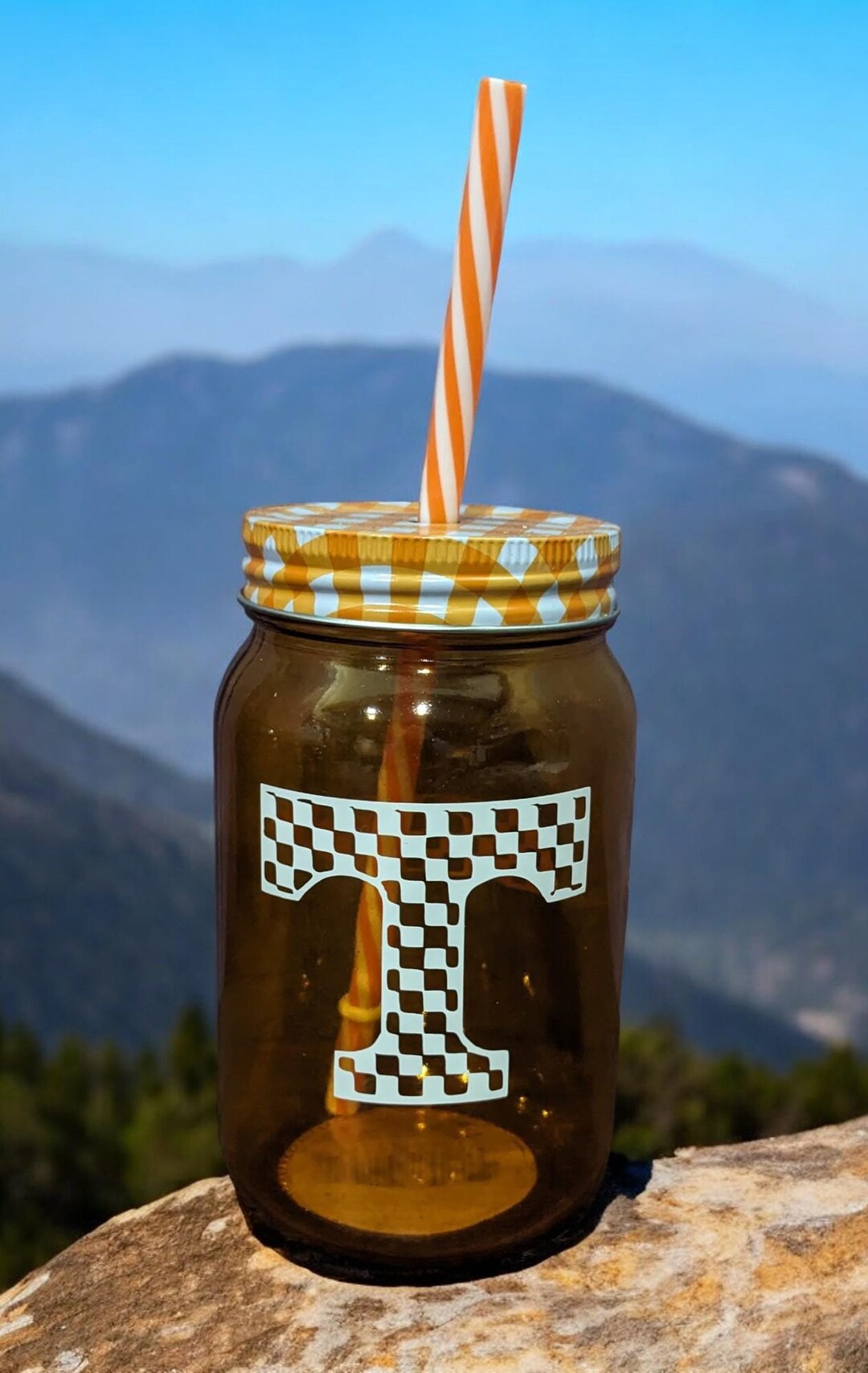 Custom University of Tennessee UT VOLS Power-t Checkerboard State Glass ...