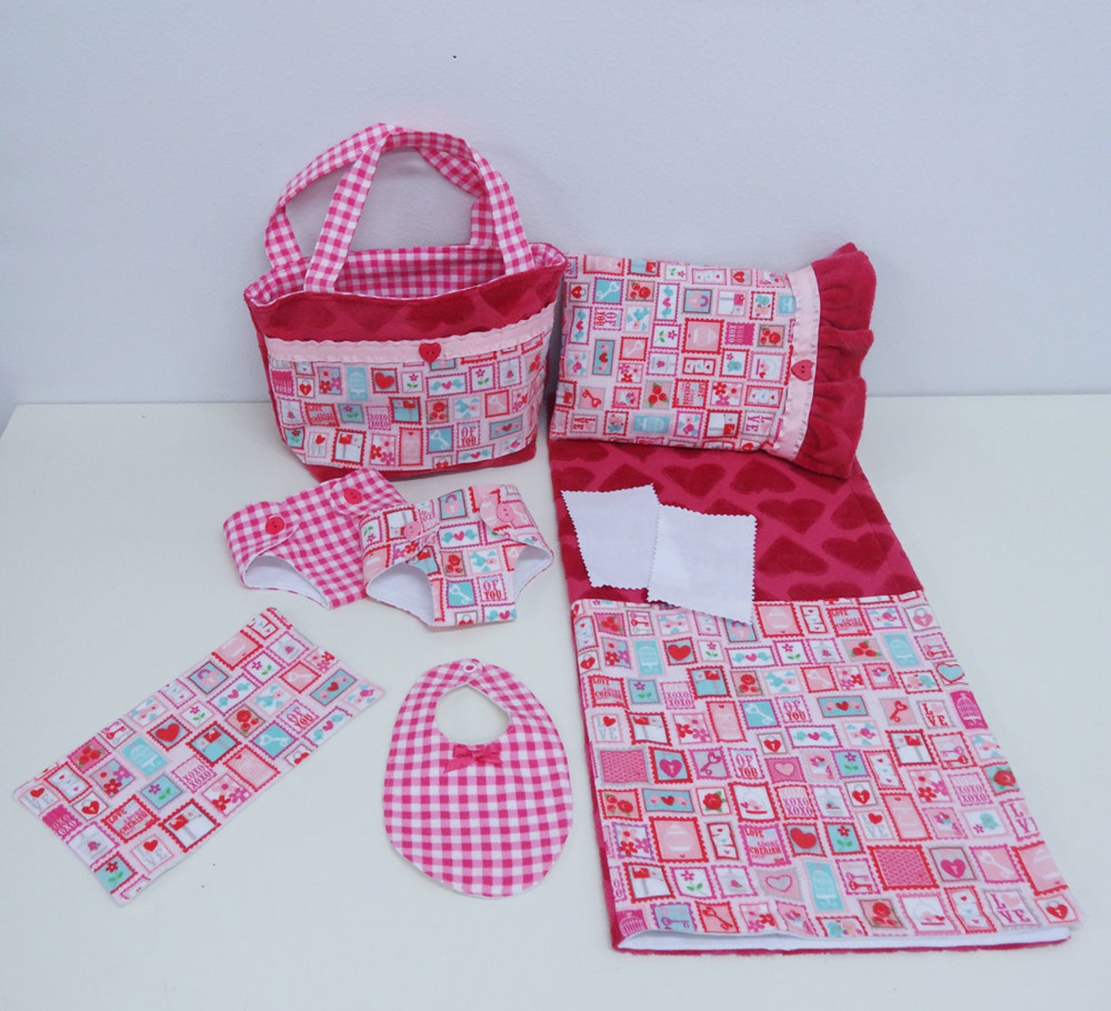 Bitty Baby Basics in Love Letters Diaper Bag and Diapers | Etsy