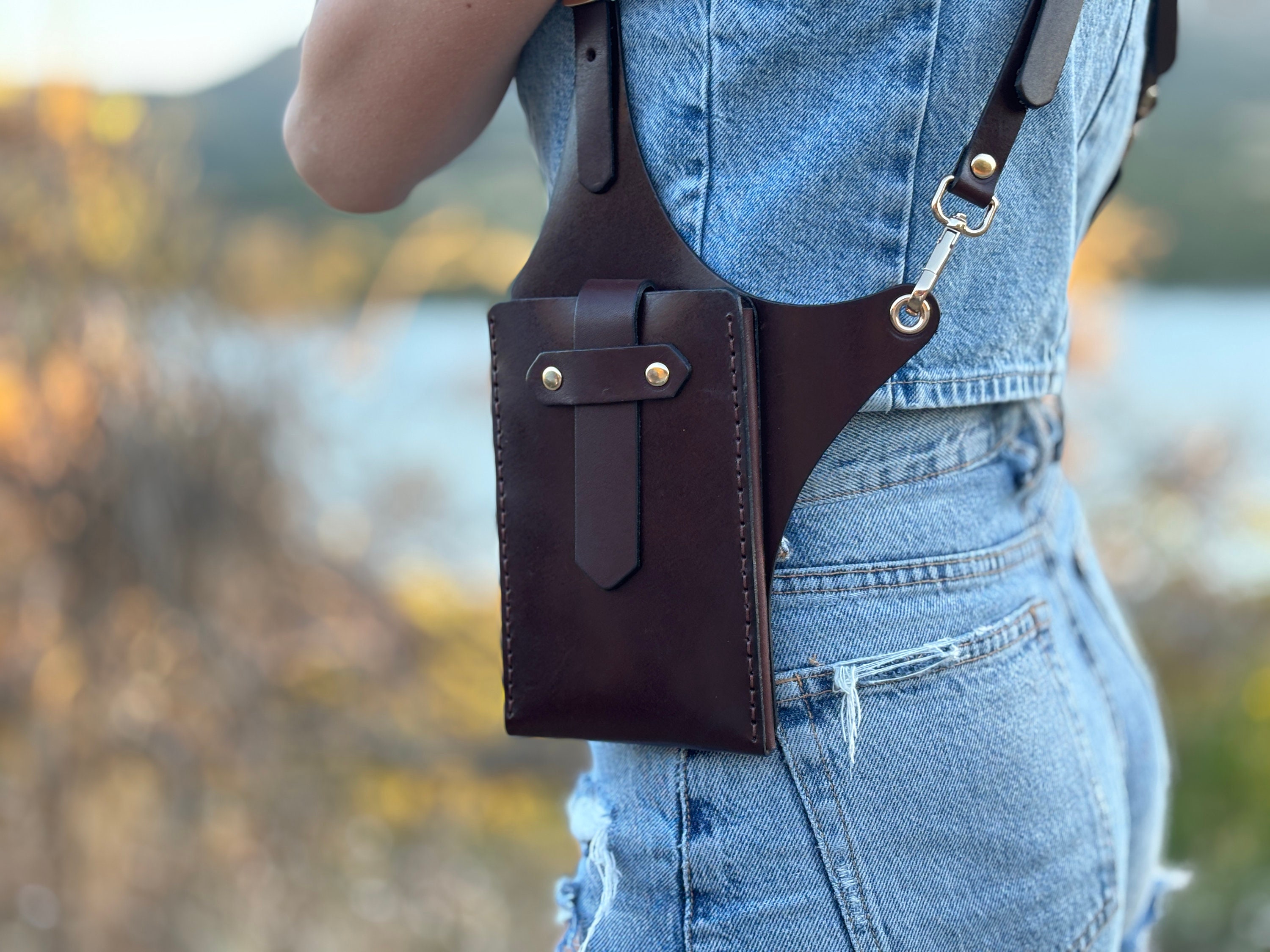 Women's Leather Shoulder Holster Bag, Festival - Travel Bag, Brown ...