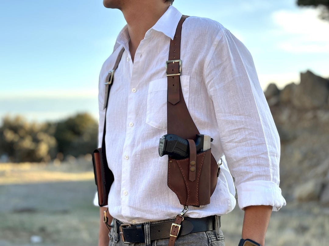 Rustic Leather Universal Shoulder Pistol Holster, Vertical Gun Holster ...