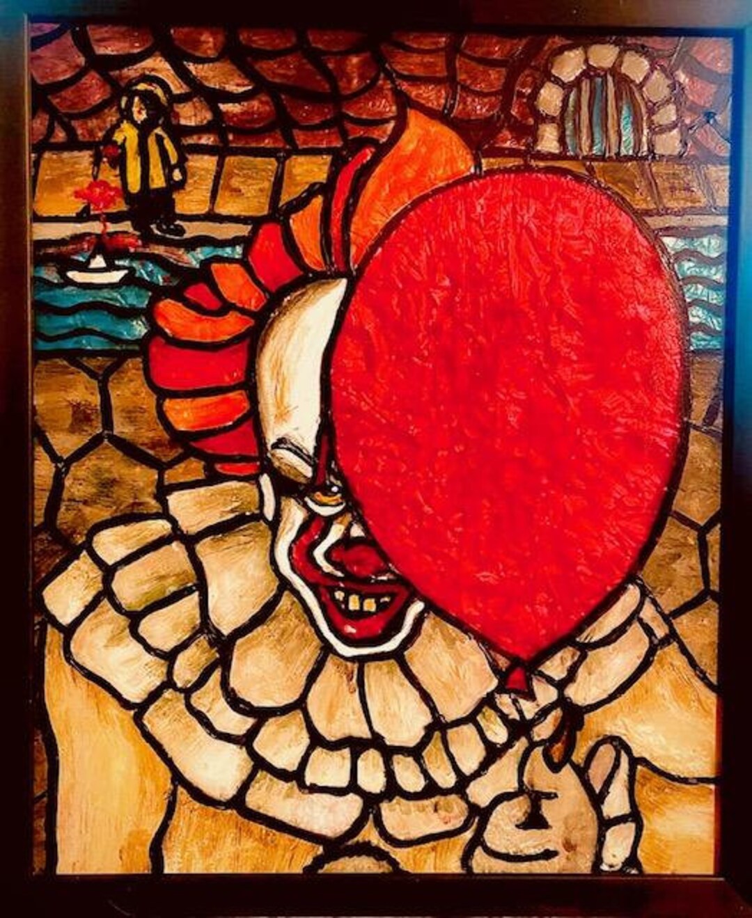 Pennywise With Red Balloon: Stained Glass Effect Painting - Etsy