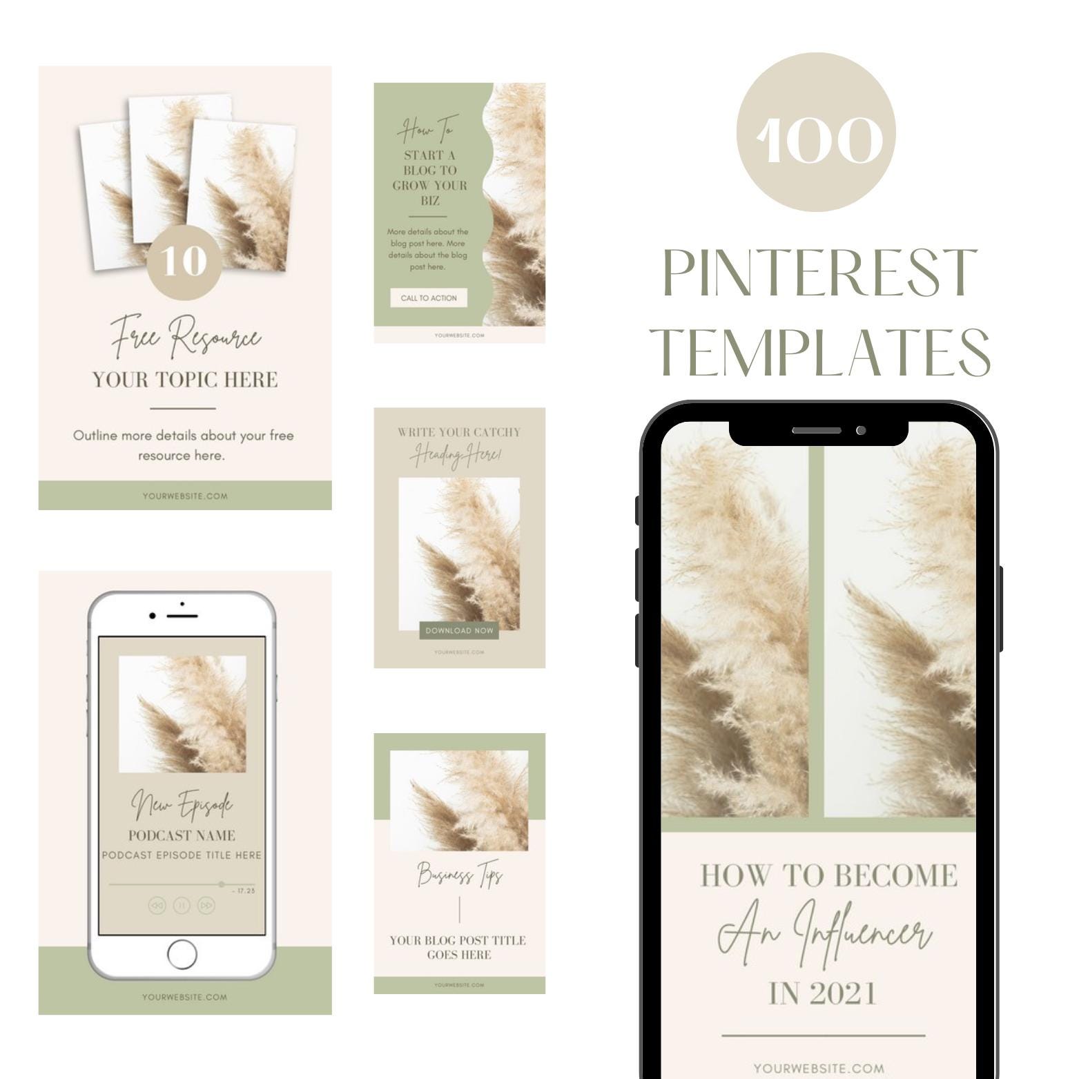 Pinterest Pin Template Bundle, Canva Templates, Social Media Templates ...