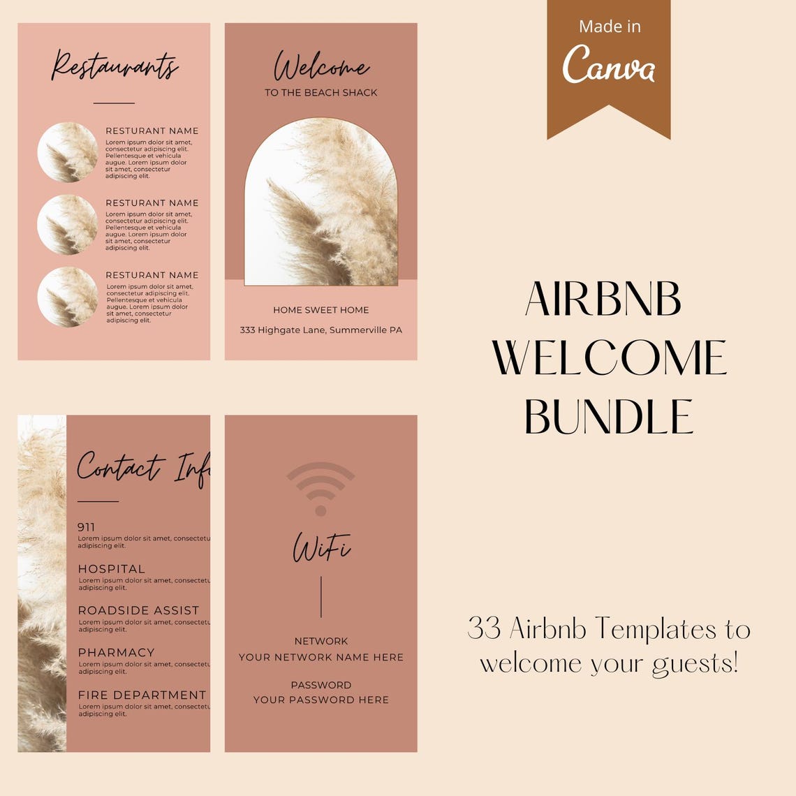 Airbnb Template Bundle, Editable Airbnb Templates, Canva Airbnb ...