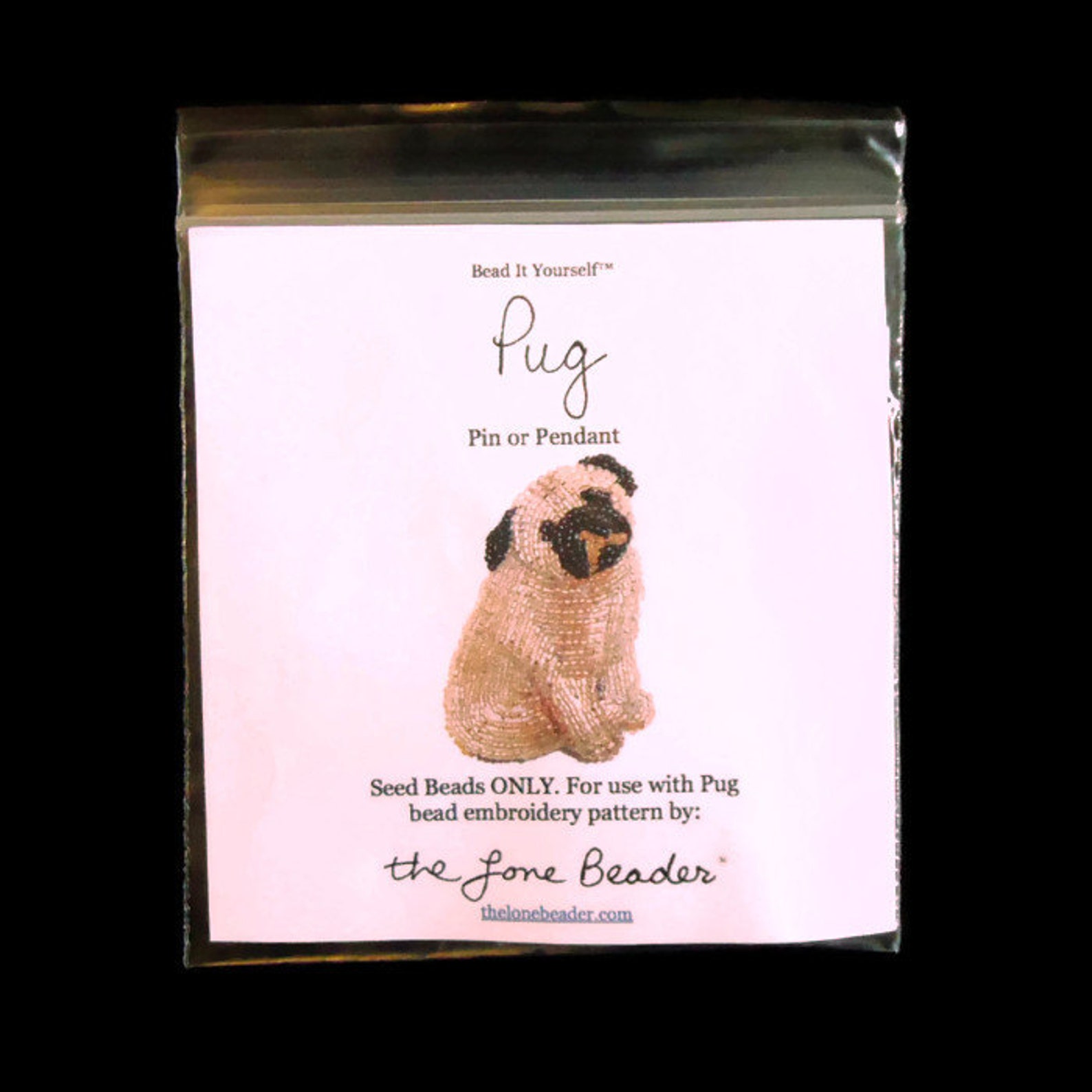 15/0 SEED BEADS ONLY for Pug Pin Pendant Beaded Animal Beading Pattern ...
