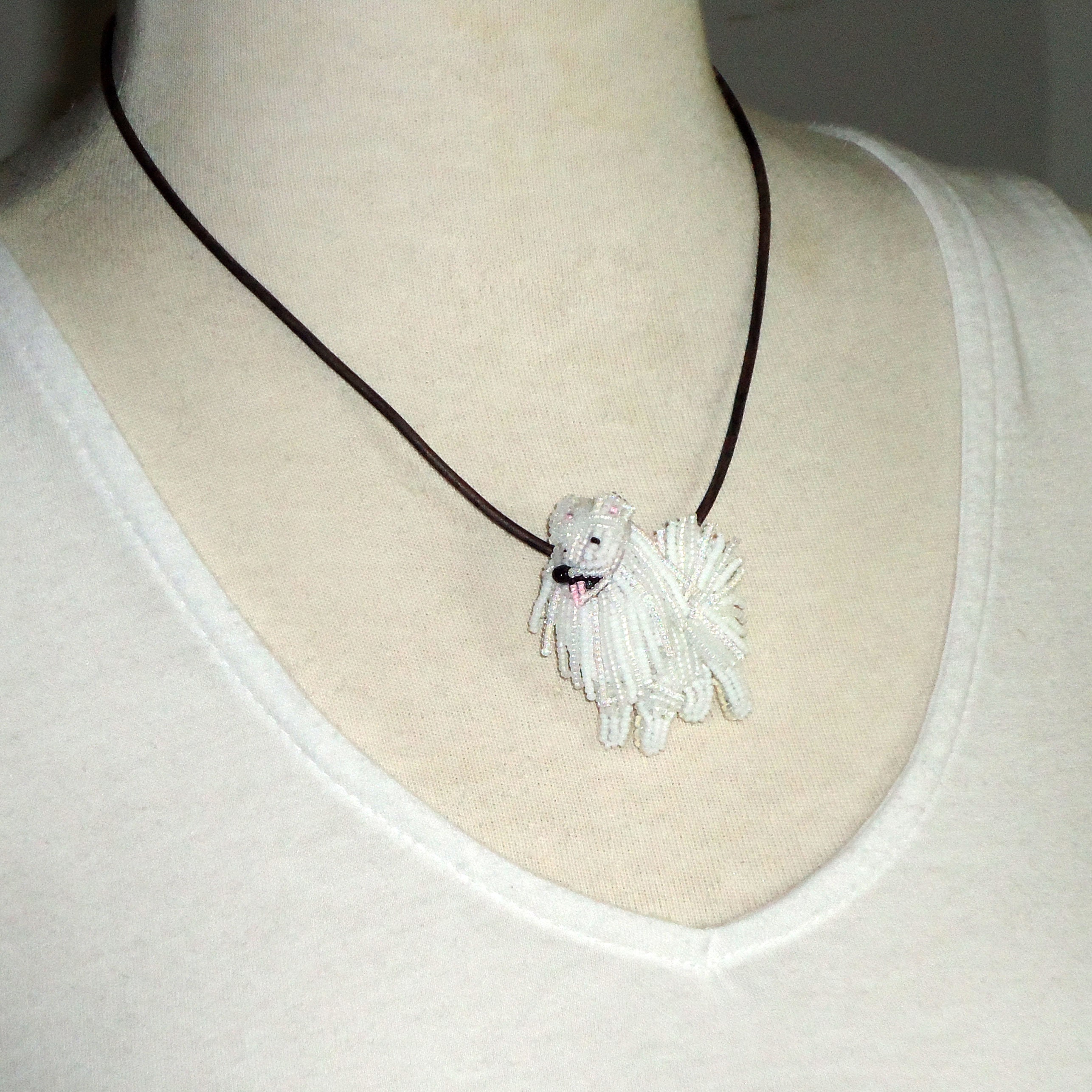 Beaded ESKIE American Eskimo Dog Pin Pendant Bead Embroidery - Etsy