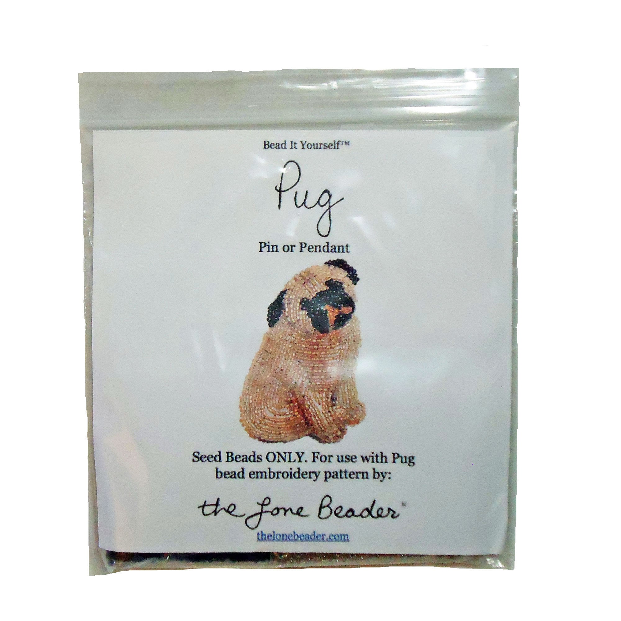15/0 SEED BEADS ONLY for Pug Pin Pendant Beaded Animal Beading Pattern ...