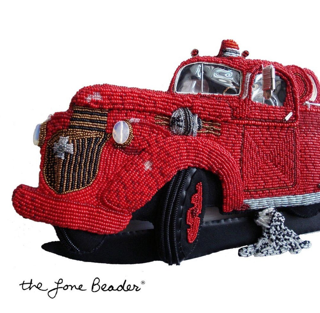 Beaded Fire Truck Wall Art: 1943 Chevy, Bead Embroidery - Etsy