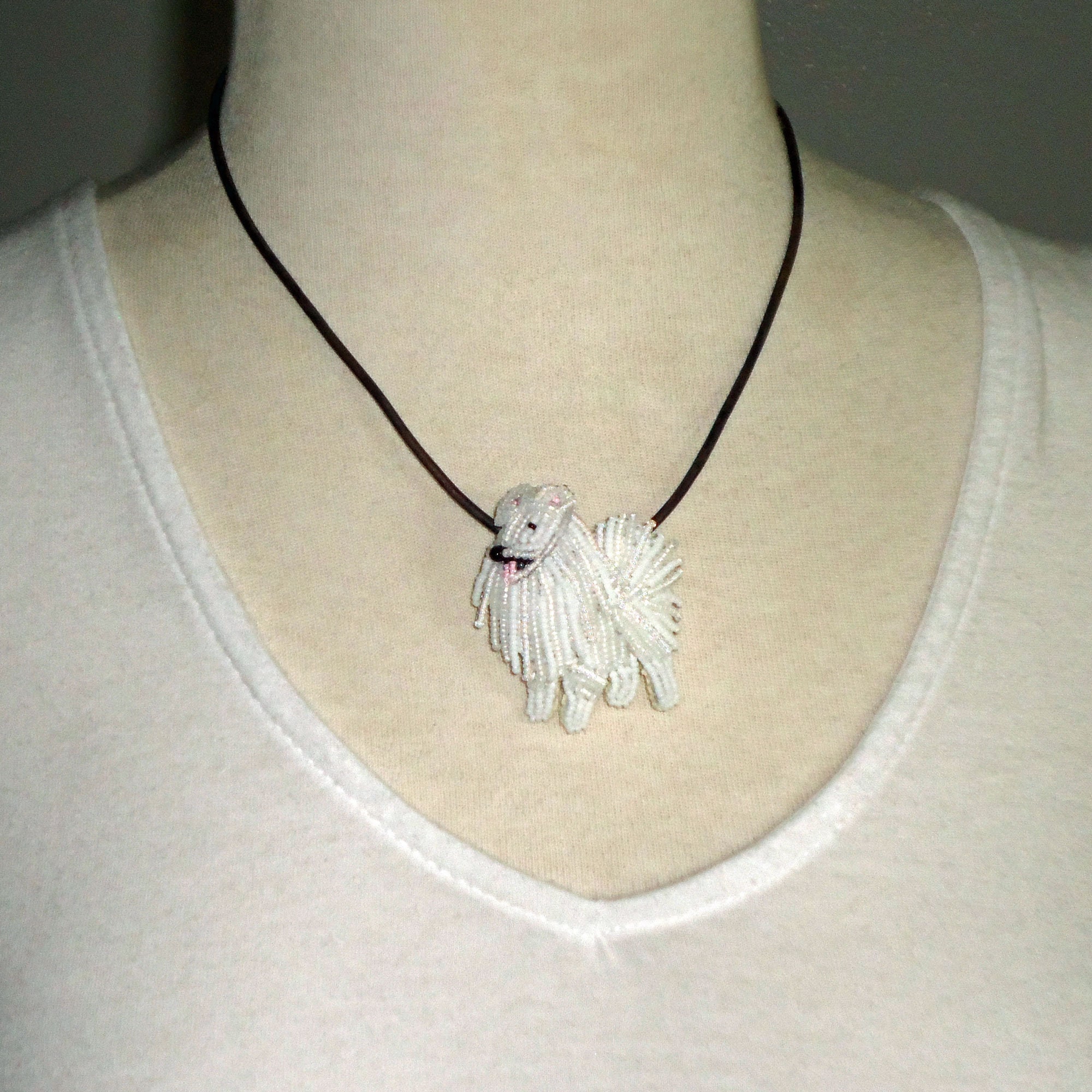 Beaded ESKIE American Eskimo Dog Pin Pendant Bead Embroidery - Etsy