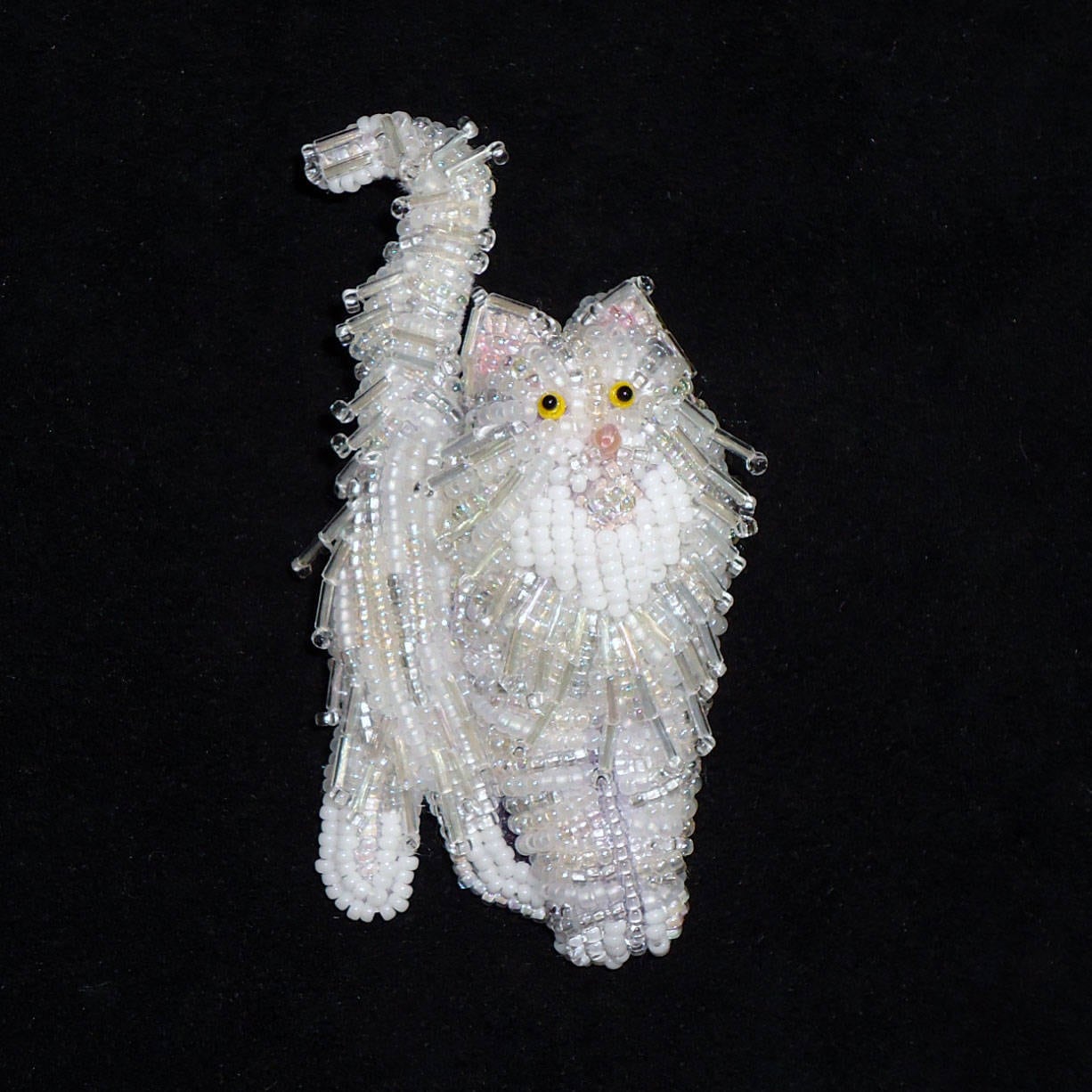 Beaded NORWEGIAN FOREST CAT Art Pin Pendant- Bead Embroidery Animal ...