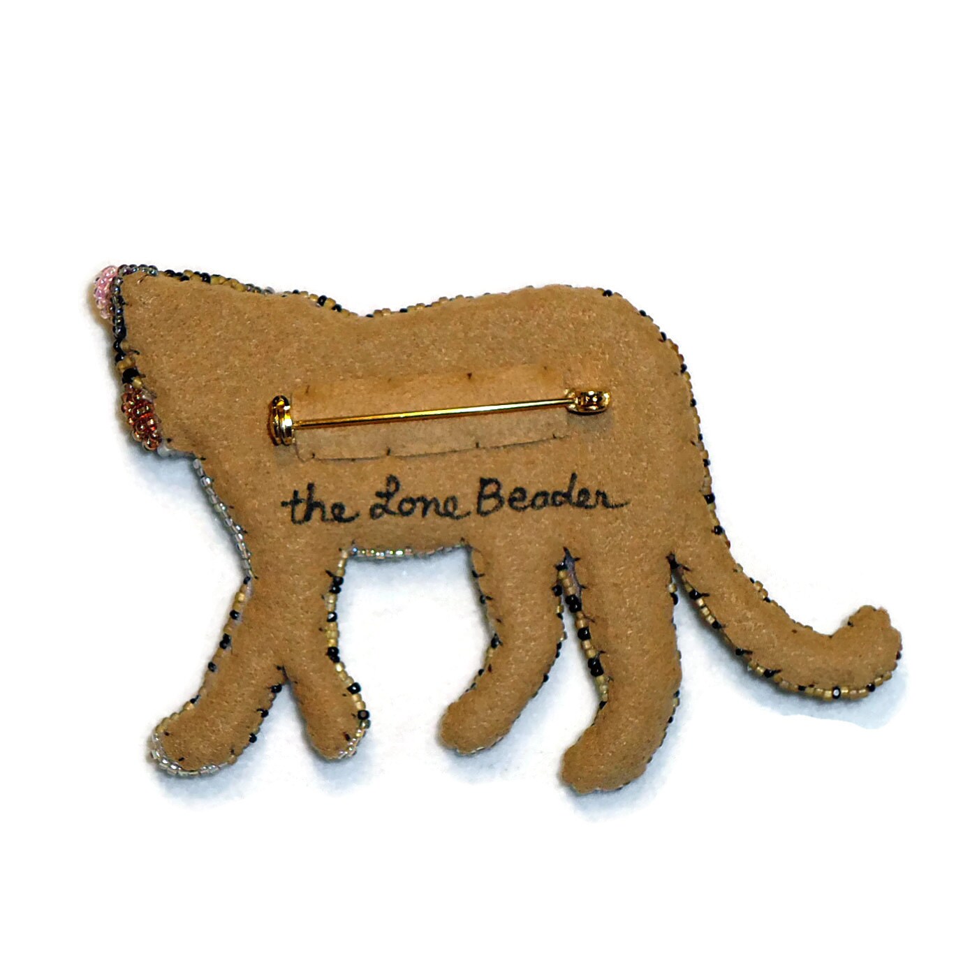 Beaded LEOPARD Big Cat Pin Oversized Bead Embroidery Animal Brooch ...