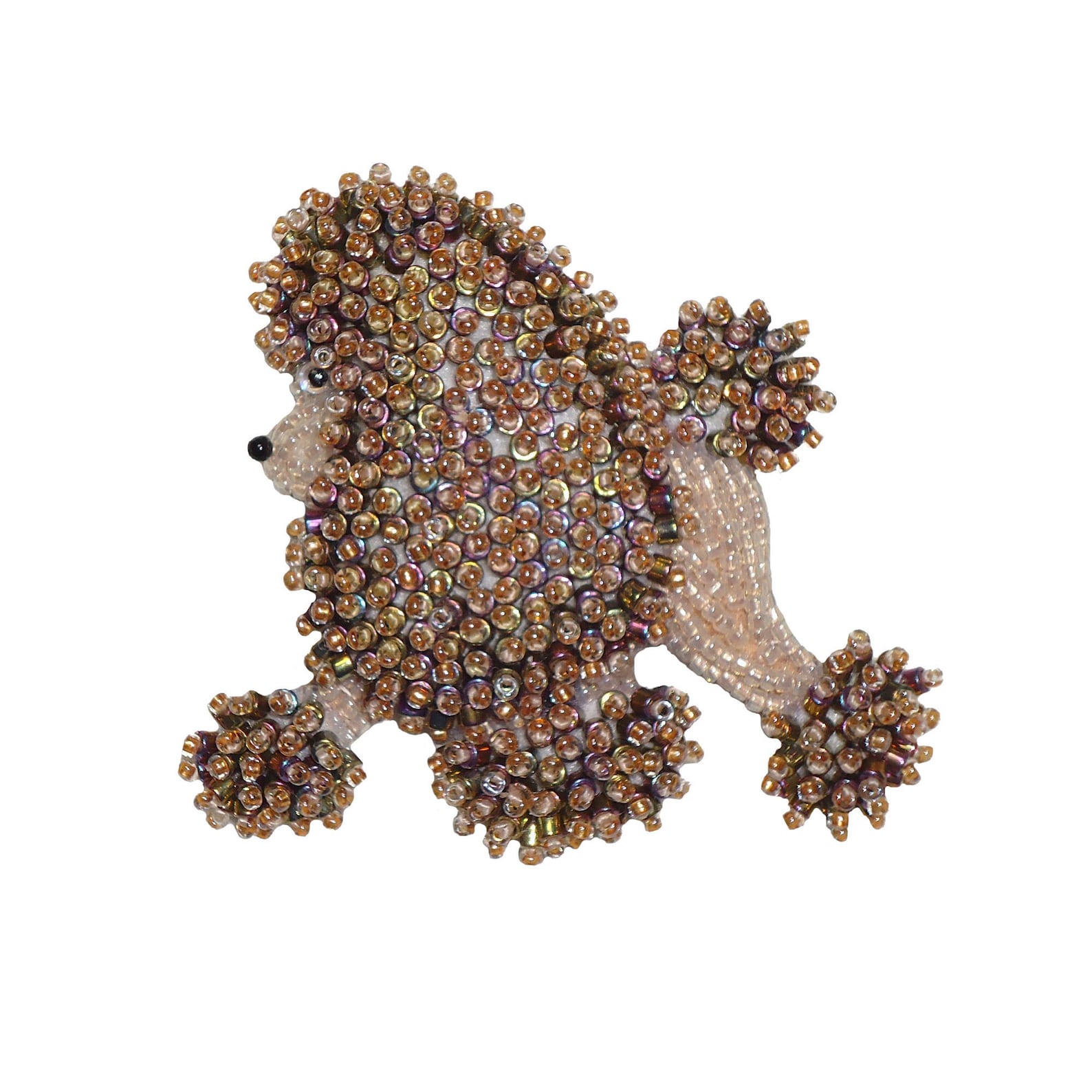 CHAMPAGNE POODLE Beaded Miniature Keepsake Dog Pin Pendant Bead ...