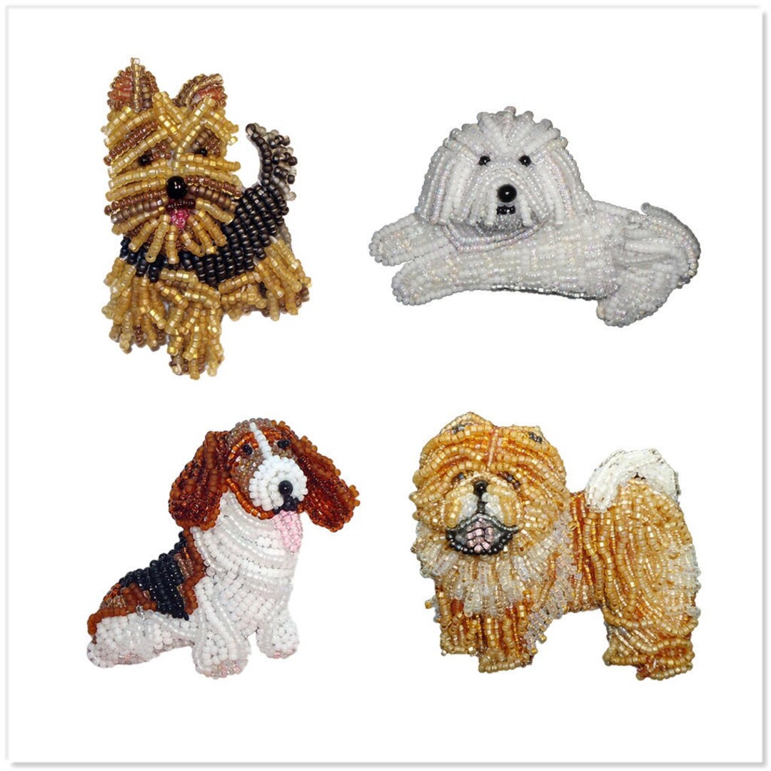Dog Breed Stickers: Yorkie, Chow Chow, Bichon, Basset Hound (5x5" Sheet ...