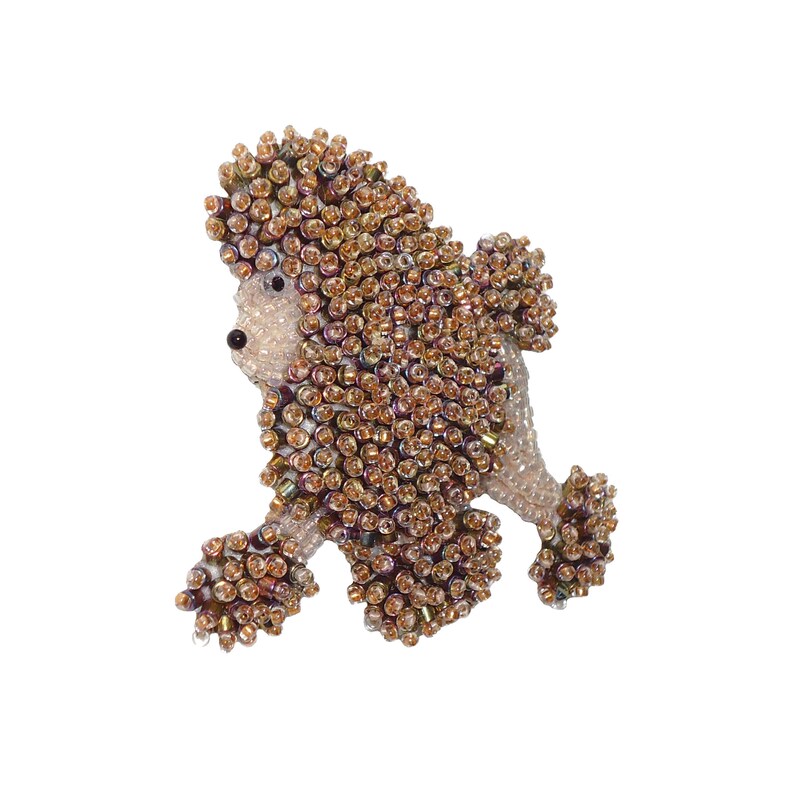 CHAMPAGNE POODLE Beaded Miniature Keepsake Dog Pin Pendant Bead ...