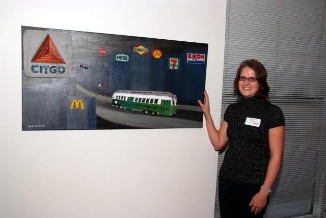 Beaded Boston Green Line Trolley Painting: Mixed Media Wall Art (24 X ...