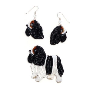 Cavalier KING CHARLES SPANIEL Beaded Dog Art Sterling Silver Drop ...