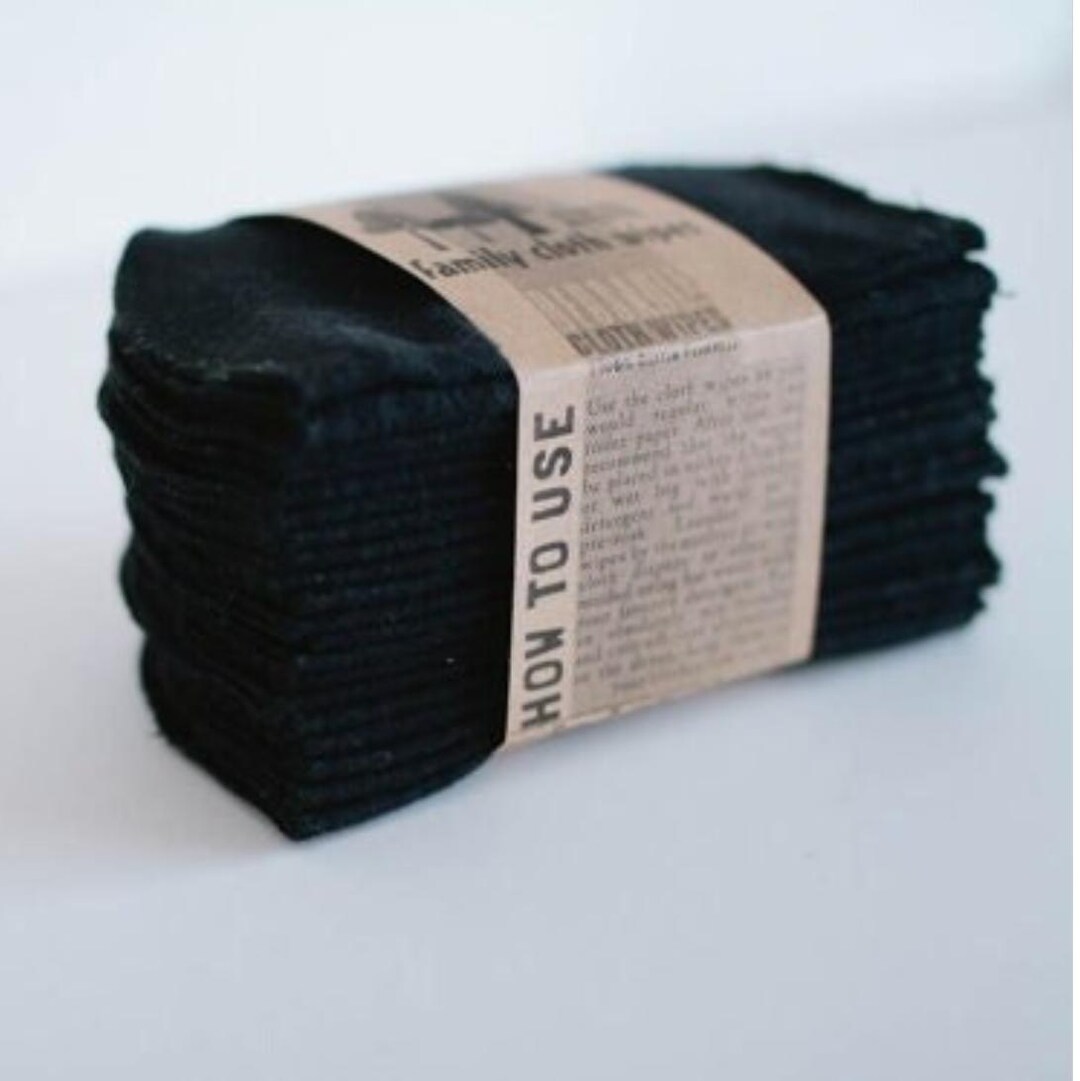 Baby Wipes - Solid Black - - Resuable Cloth Single Layer Wipes (1ply ...