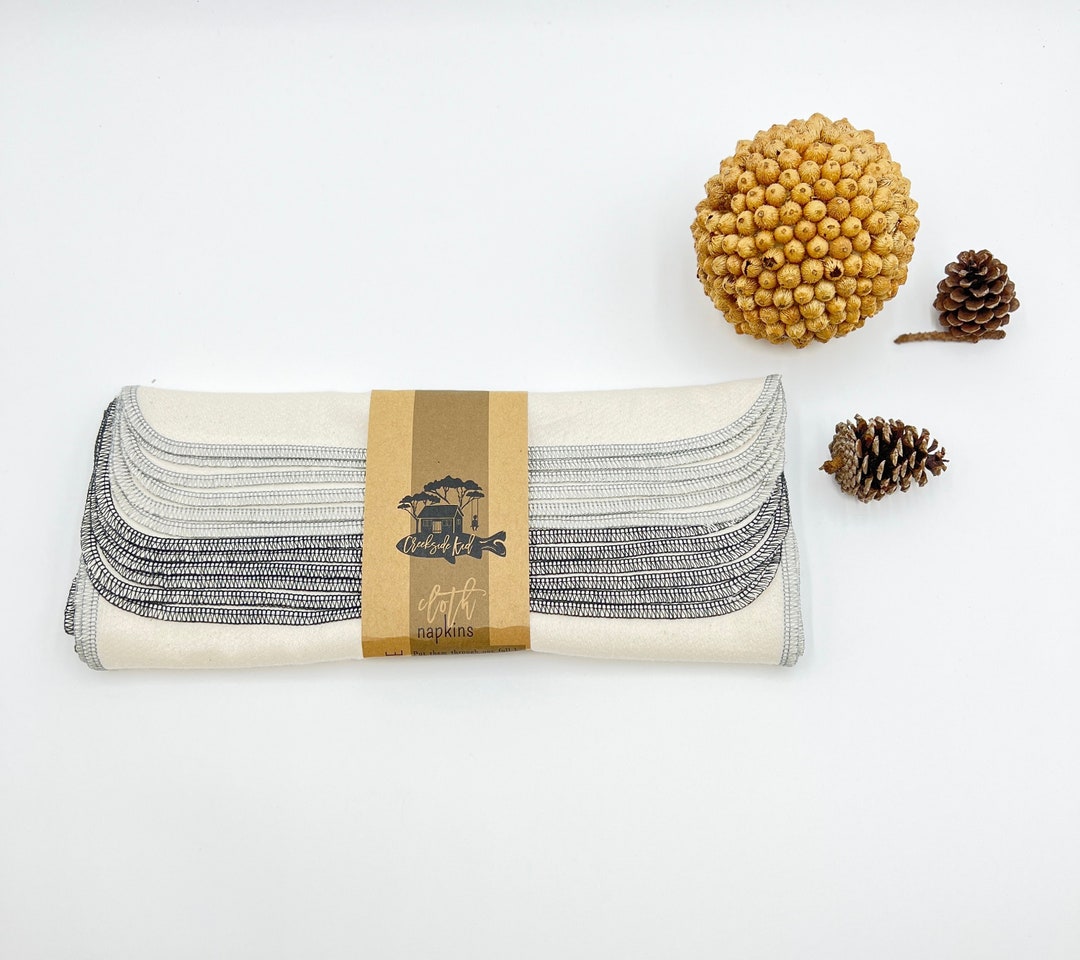 Organic Cotton Reusable Napkins: Unbleached Birdseye Cloth, Set of 12 ...