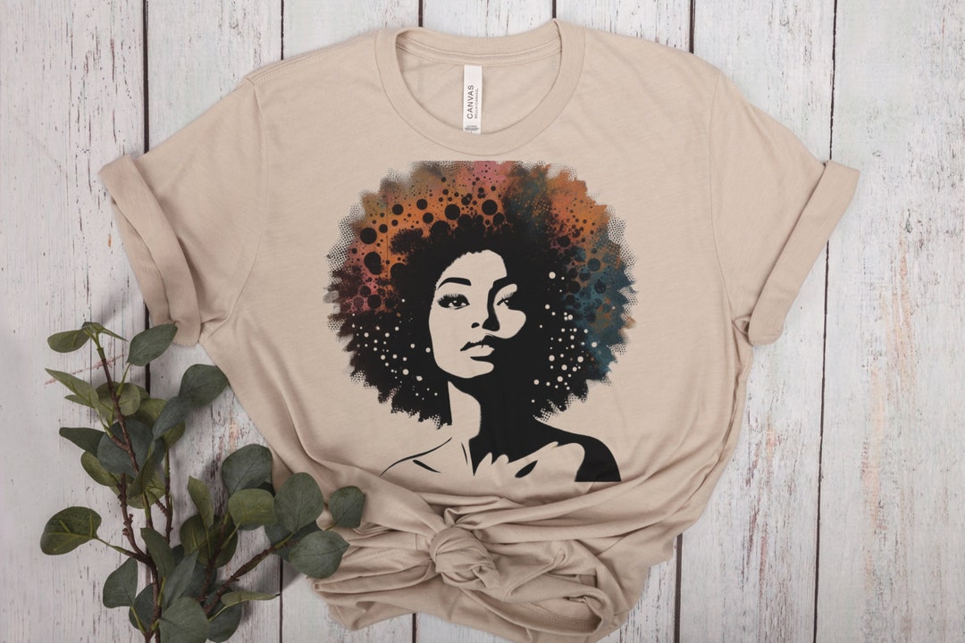 Afro Stencil Shirt African American Mixed Media Afrocentric Tee Basic ...