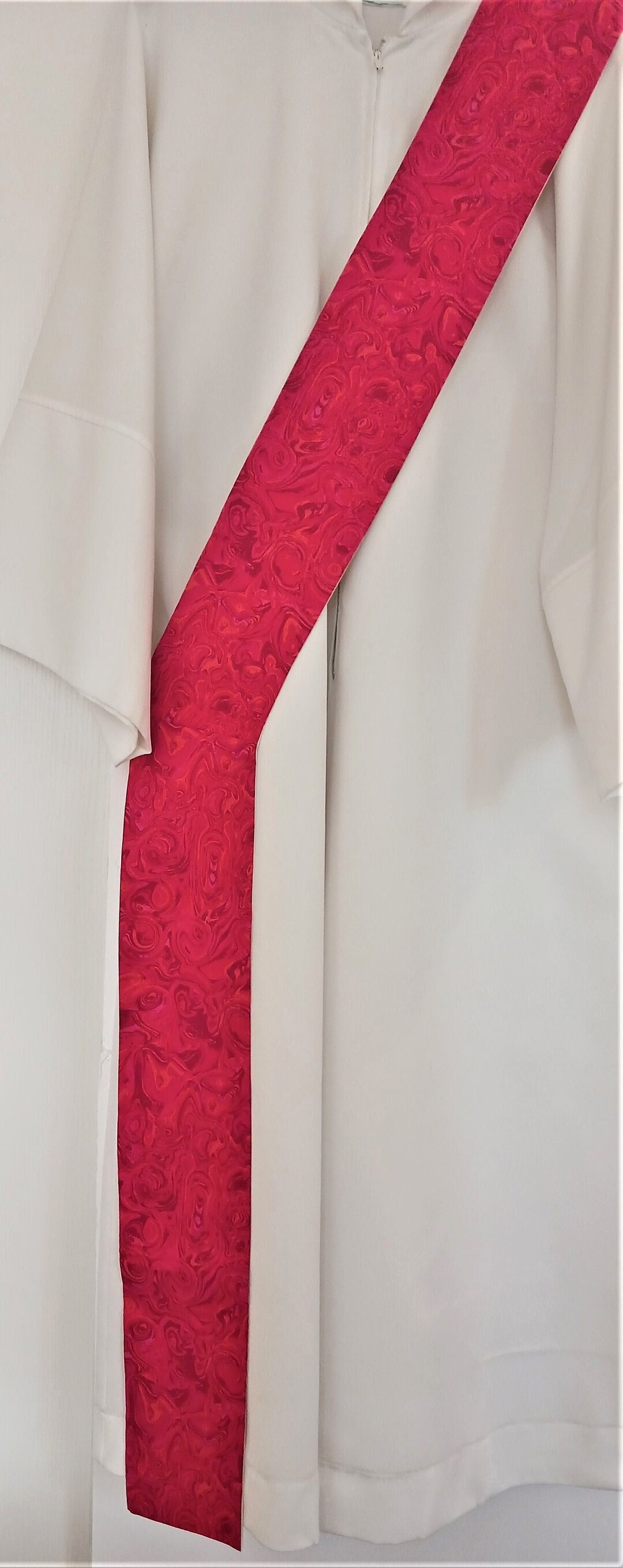 Deacon Clergy Stole in Red Cotton Print, See Length in Description ...