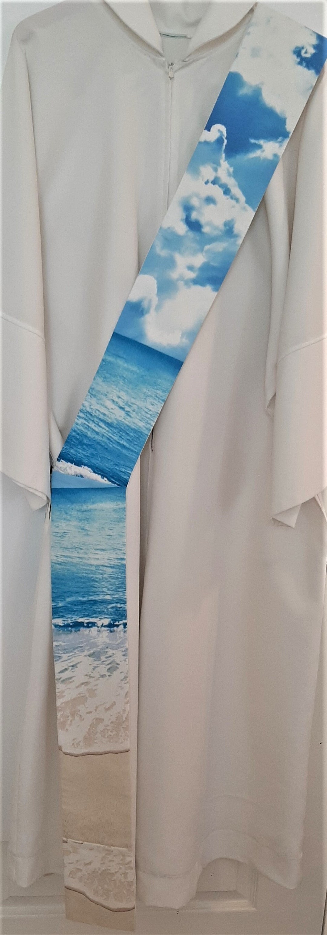 Deacon Stole Handmade in Cotton Fabric With Beach Scene Design, Free ...