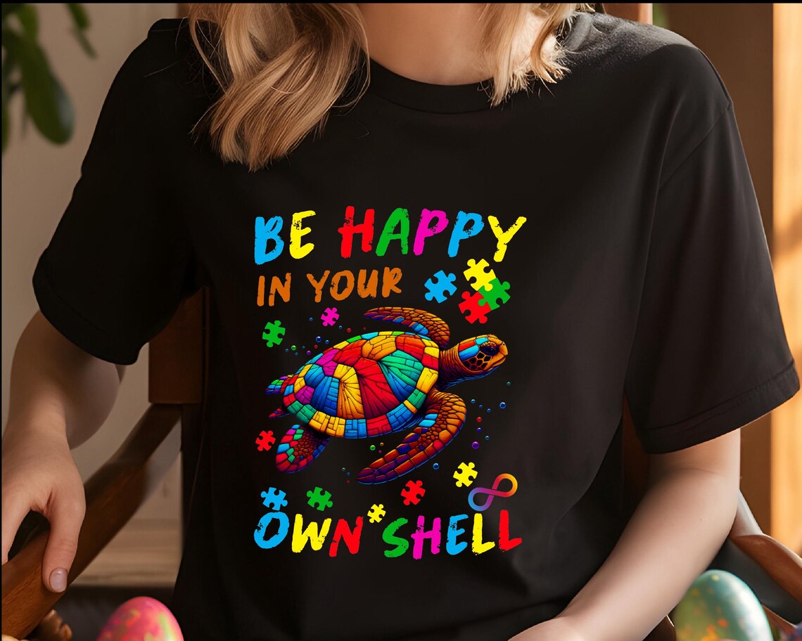 Be Happy in Your Own Shell PNG, Rainbow Turtle PNG, Autism Awareness ...