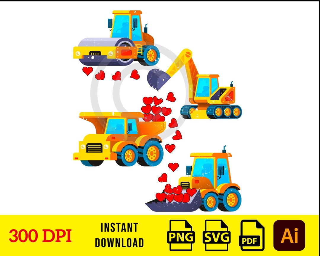 Valentines Day Construction Truck PNG SVG, Loads of Love, Dump Truck ...