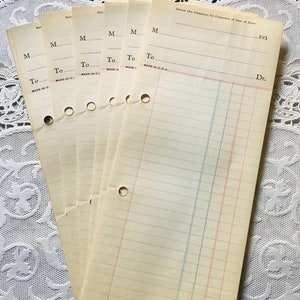 12 Vintage 1930s Invoice Ledger Statement Pages Papers Junk Journal ...