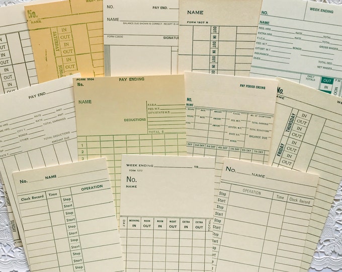 Retro Tri-fold Time Cards - Vintage Style Time Cards for Scrapbooking ...