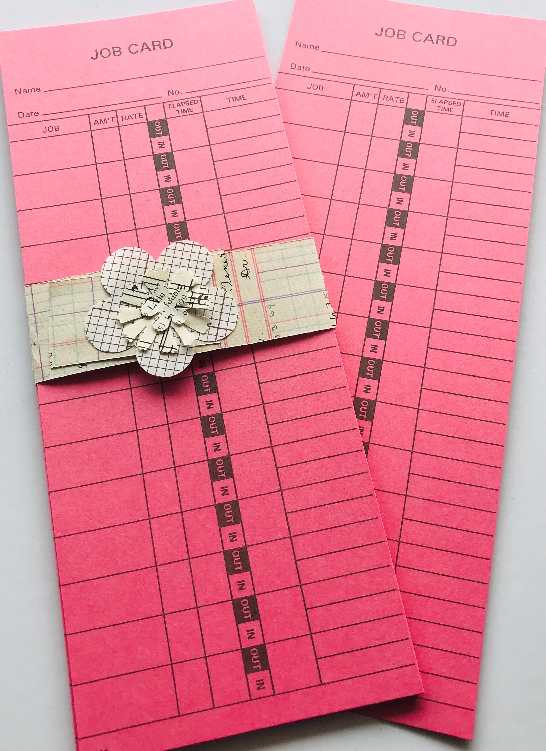 Pink Time Cards. 30 Vintage Office Cards. Smash Book Starter. | Etsy