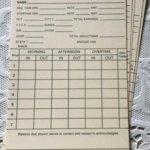 32 Vintage Office Time Cards Junk Journal Pack Scrapbook Altered Art ...