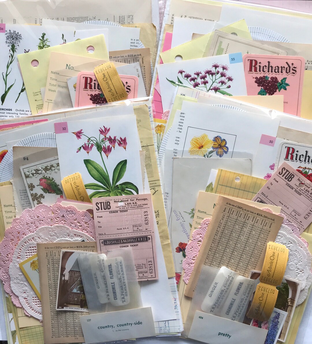 Floral Ephemera Pack Vintage Papers Junk Journal Kit 30 Pieces - Etsy
