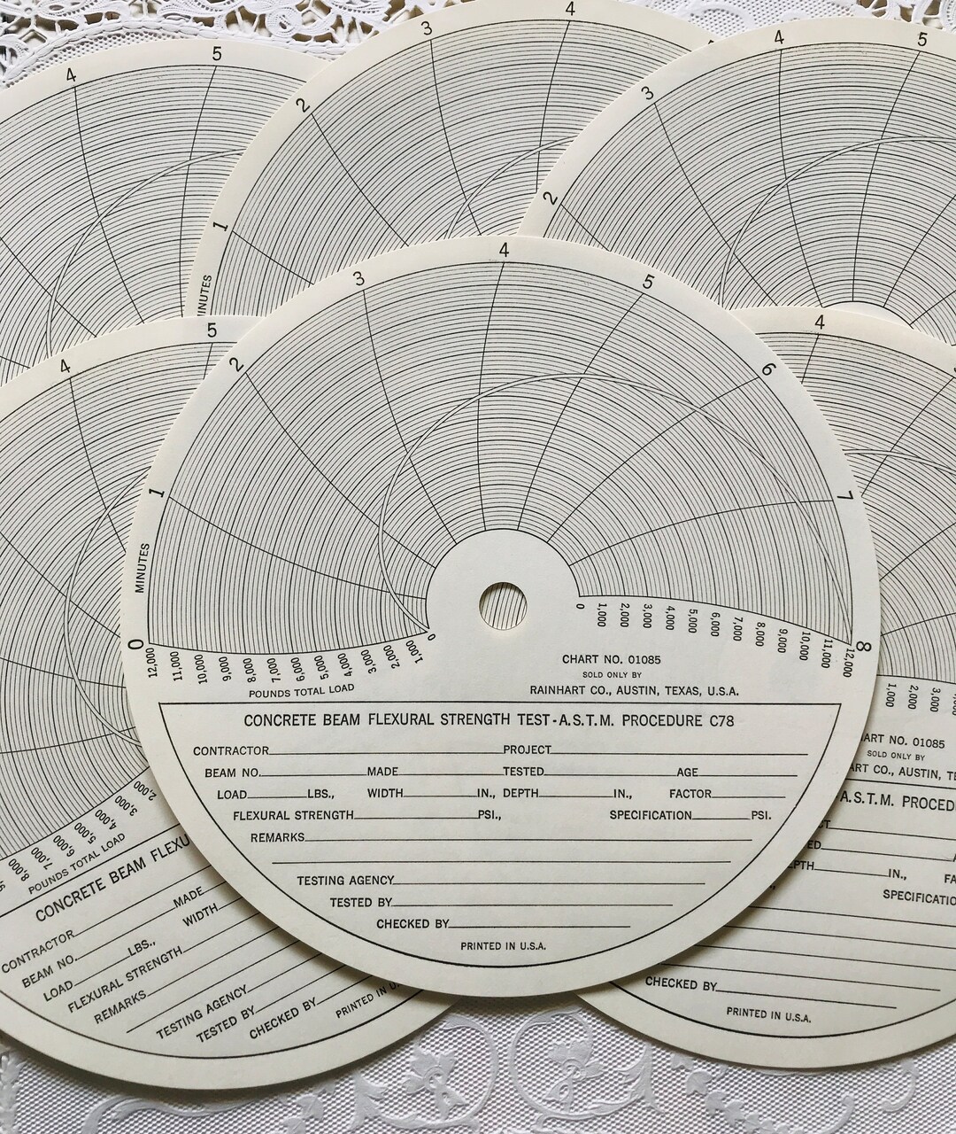 Vintage Graph Paper Circle Charts 6 Pieces Junk Journal Round Dials ...